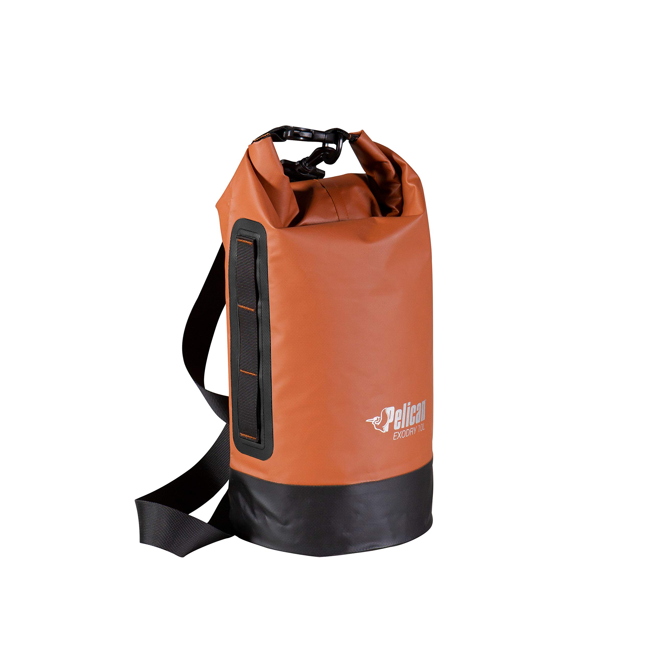 Pelican Waterproof Dry Bag - Exodry - Thick & Lightweight - Roll Top Dry Compression Sack Keeps Gear Dry for Kayaking, Boating, Beach, Rafting, Hiking, Camping and Fishing (10L), Terra; Black; Gray