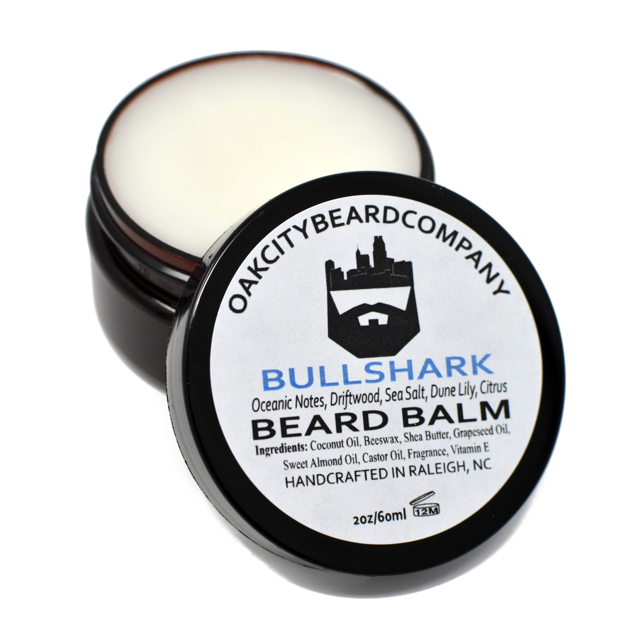 OakCityBeardCo. - Bull Shark - 2 Ounce - Beard Balm - Beard Conditioner - Oceanic Notes - Driftwood - Sea Spray - Dune Lily