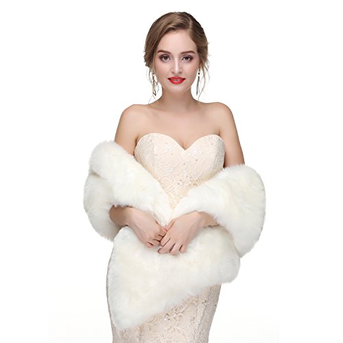Women's Faux Fur Shawl Wraps and Bolero Shrug Faux Mink Stole for Wedding