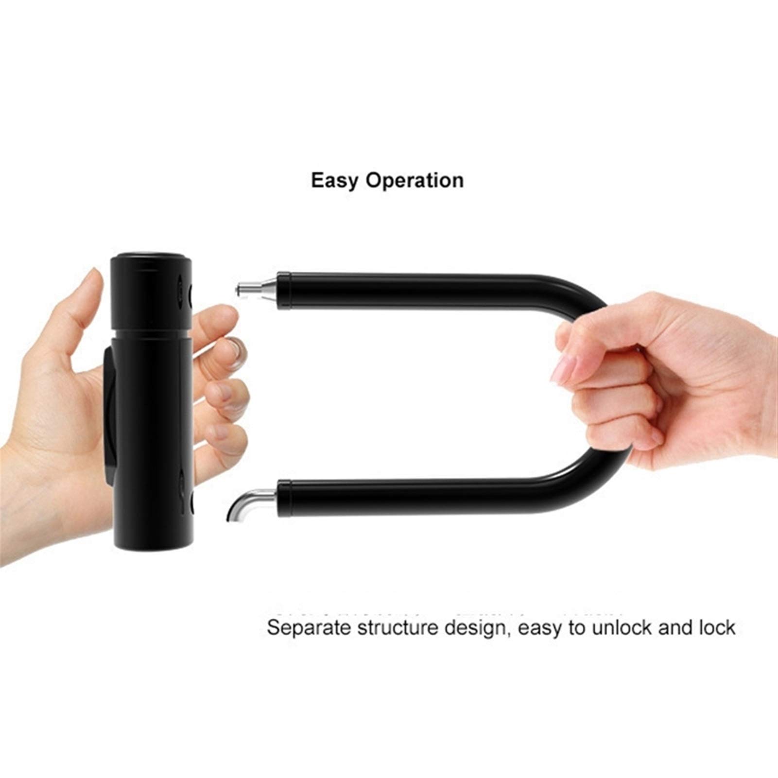 SXCLS Bike U-Lock Heavy-Duty U-Shaped Electronic Fingerprint Lock Padlock USB Rechargeable Charging Key for Scooter Bicycle Glass Door U-Lock (Color : Black)
