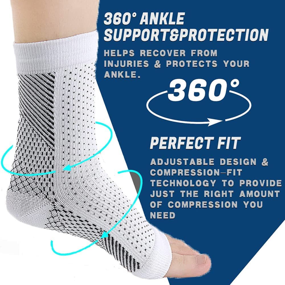 Soothesocks for Foot,Heelsium Pain Relief Socks,Ankle Brace Compression Support,Compression Socks for Women,Medical Athletic Calf Socks for Injury Recovery & Pain Relief (Medium, White/2Pair)