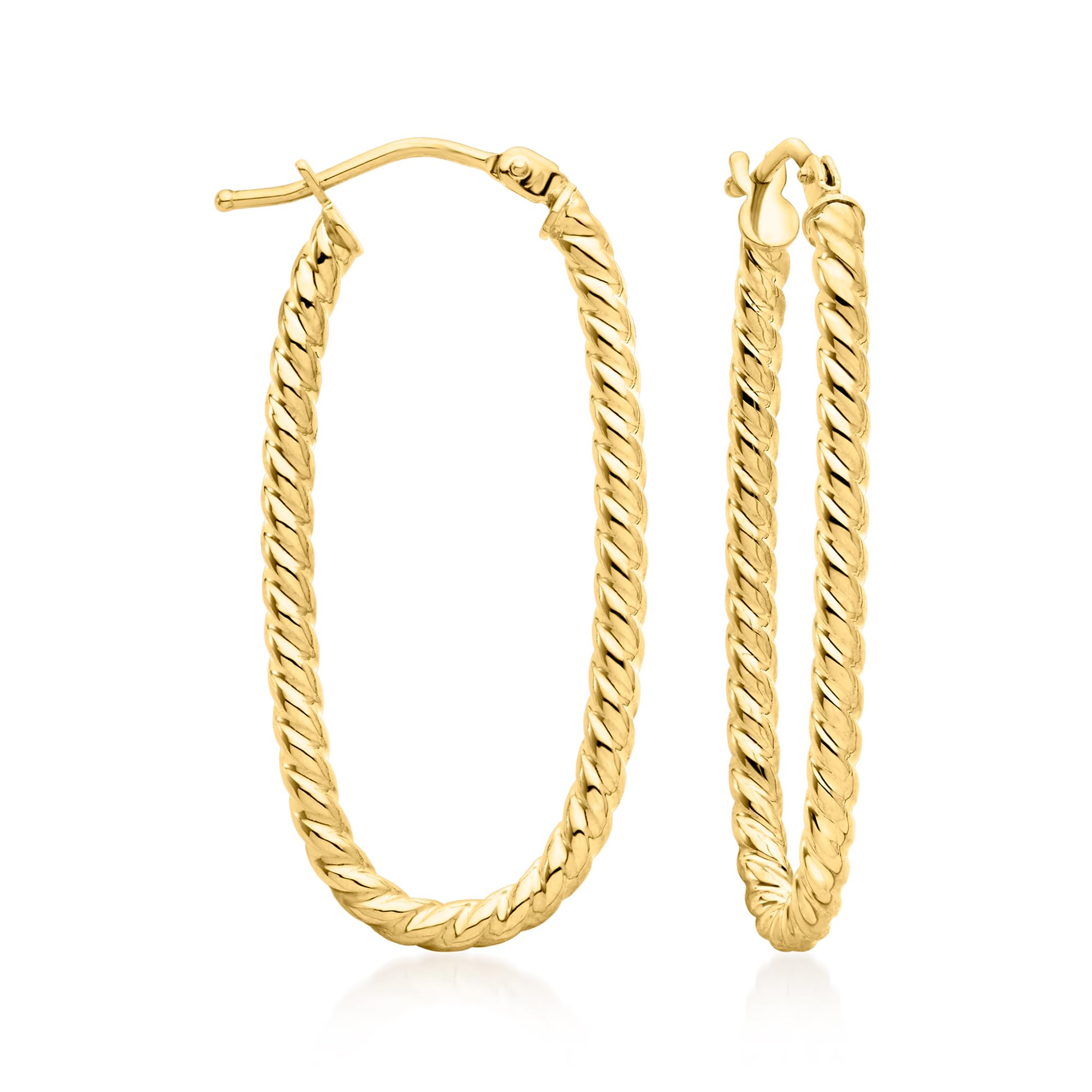 Ross-Simons Italian 14kt Yellow Gold Twisted Oval Hoop Earrings
