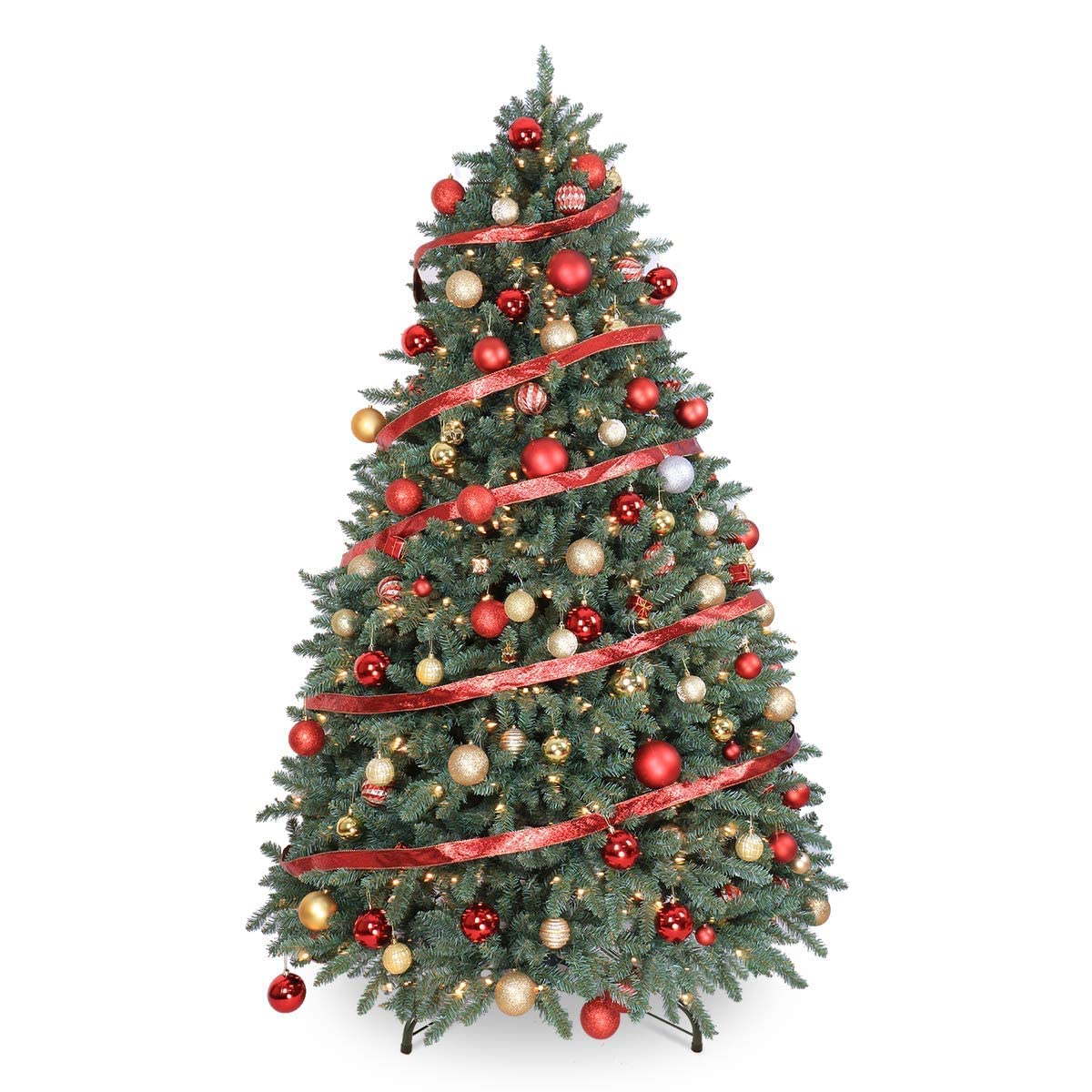 OasisCraft Pre-lit Christmas Tree 6.5ft Premium Hinged Blue Spruce Artificial Christmas Tree with 700 Clear Lights