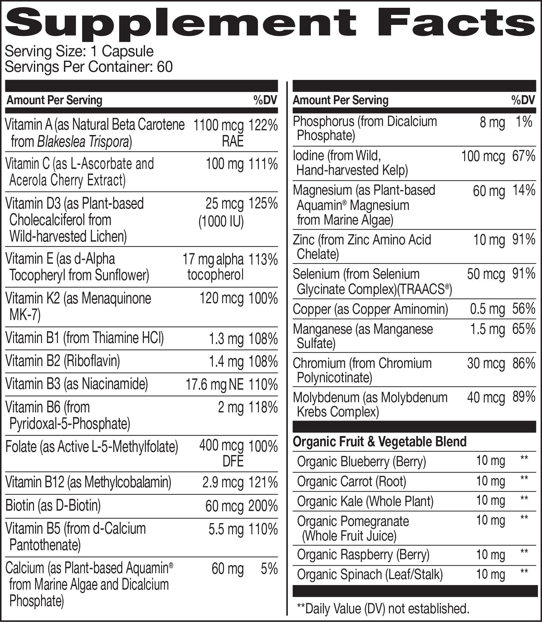 NATURELO Mens Multivitamins for Men 50+ - One Daily Multivitamin for Men with Vitamins, Minerals & Organic Whole Foods Non-GMO, 60 Vegetarian Capsules