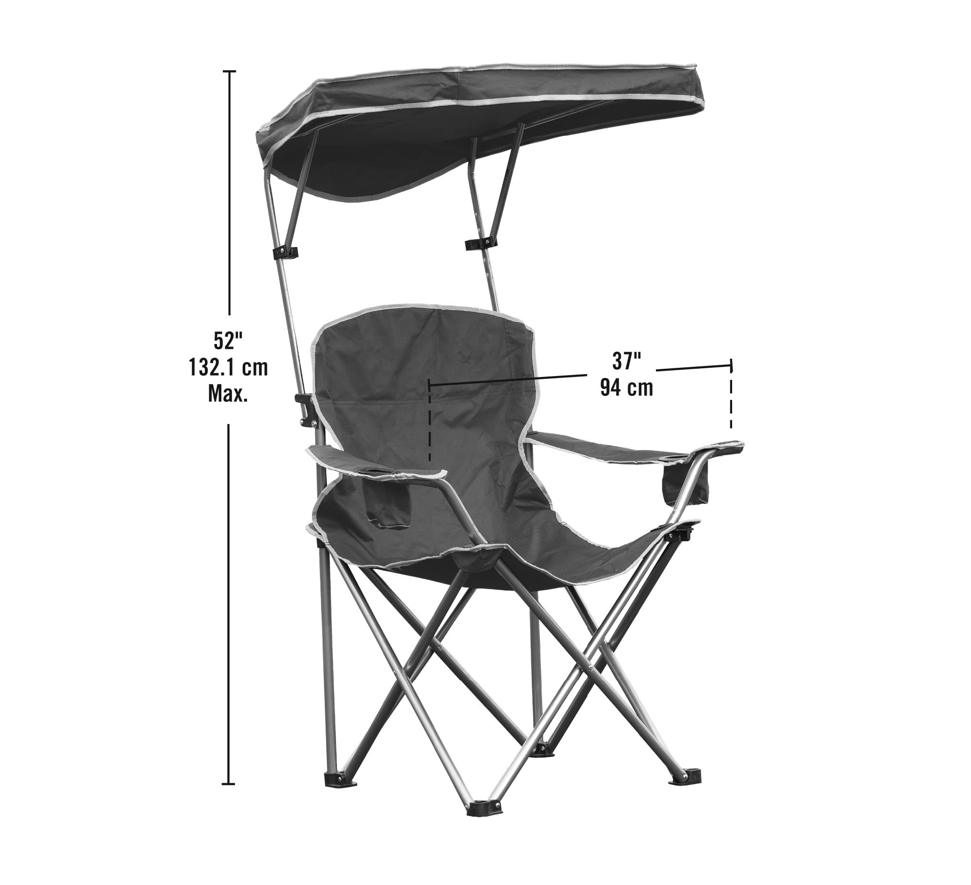 Quik Shade Extra Wide Folding Camp Chair with Tilt UV Sun Protection Canopy, Black