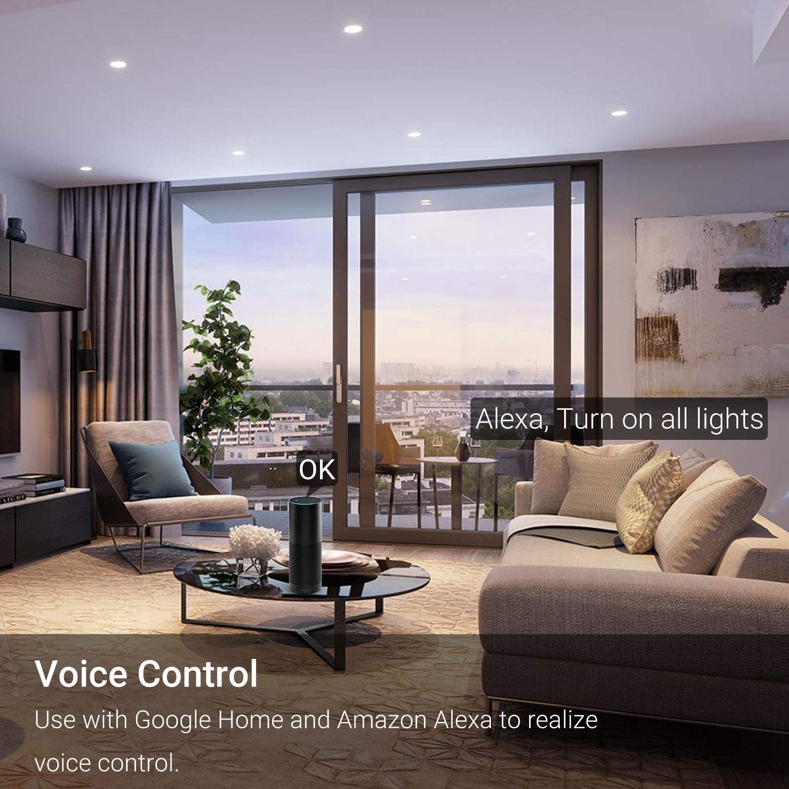 Smart MR16 LED Light Bulbs 5W, GU5.3 Bi-Pin Base, AC/DC 12V, Compatible with Alexa & Google Assistant, RGBCW Smart MR16 Bulb, WiFi Smart LED Light Spotlight Indoor Decoration, 4 Pack