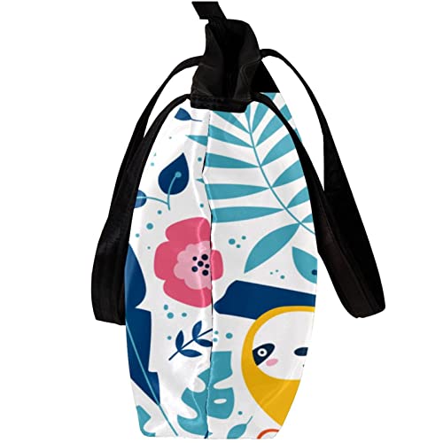 Women's Large Size Canvas Shoulder Bag Hobo Crossbody Handbag Casual Tote, Cartoon Sloth Parrot