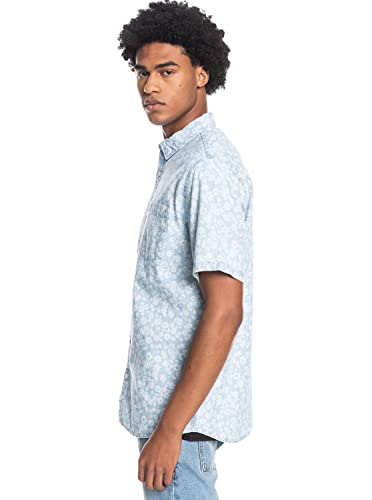 Quiksilver Men's Axwell Button Down Shirt, Trellis Chambray, Large