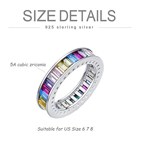 SLIACETE Chakra Ring 925 Sterling Silver 7 Chakras Ring Rainbow Colorful Healing Jewelry Gifts for Women Size 6