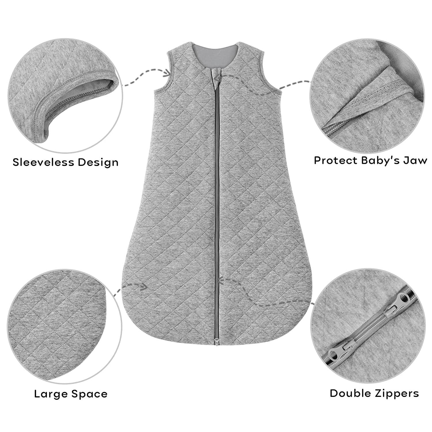 Yoofoss Baby Sleep Sack 6-12 Months, 2.5 TOG Quilted Winter Wearable Blanket Thickened Baby Sleeping Bag 2-Way Zipper Toddler Sleeping Sack Warm Comfy (Medium)