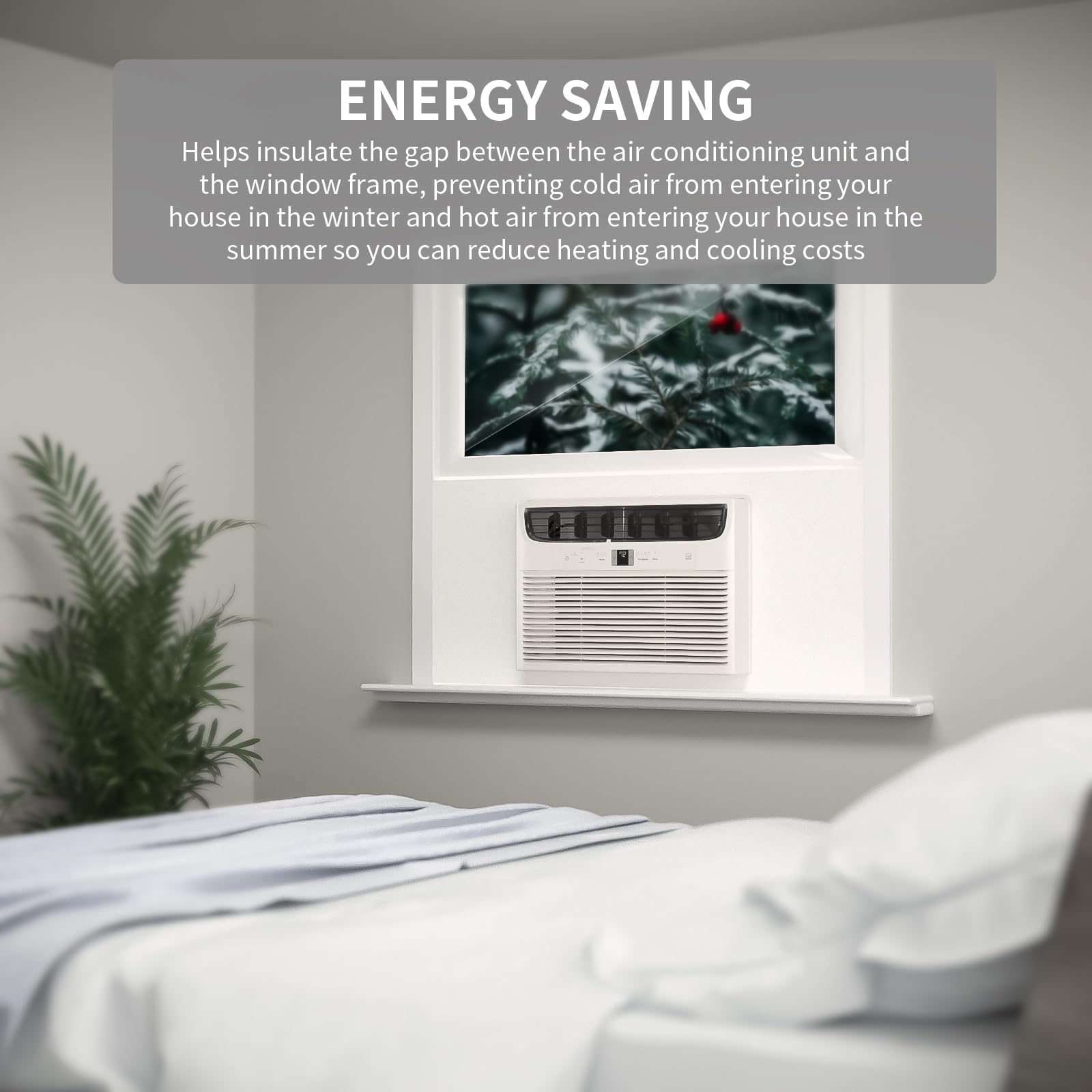 ZENGSHI LIFE MUSEUM Window Air Conditioner,Side Insulated Foam Panel, Summer/Winter Heat and Draft Insulating,One-Piece Full Surround Insulation Panels Window Seal (WHITE)