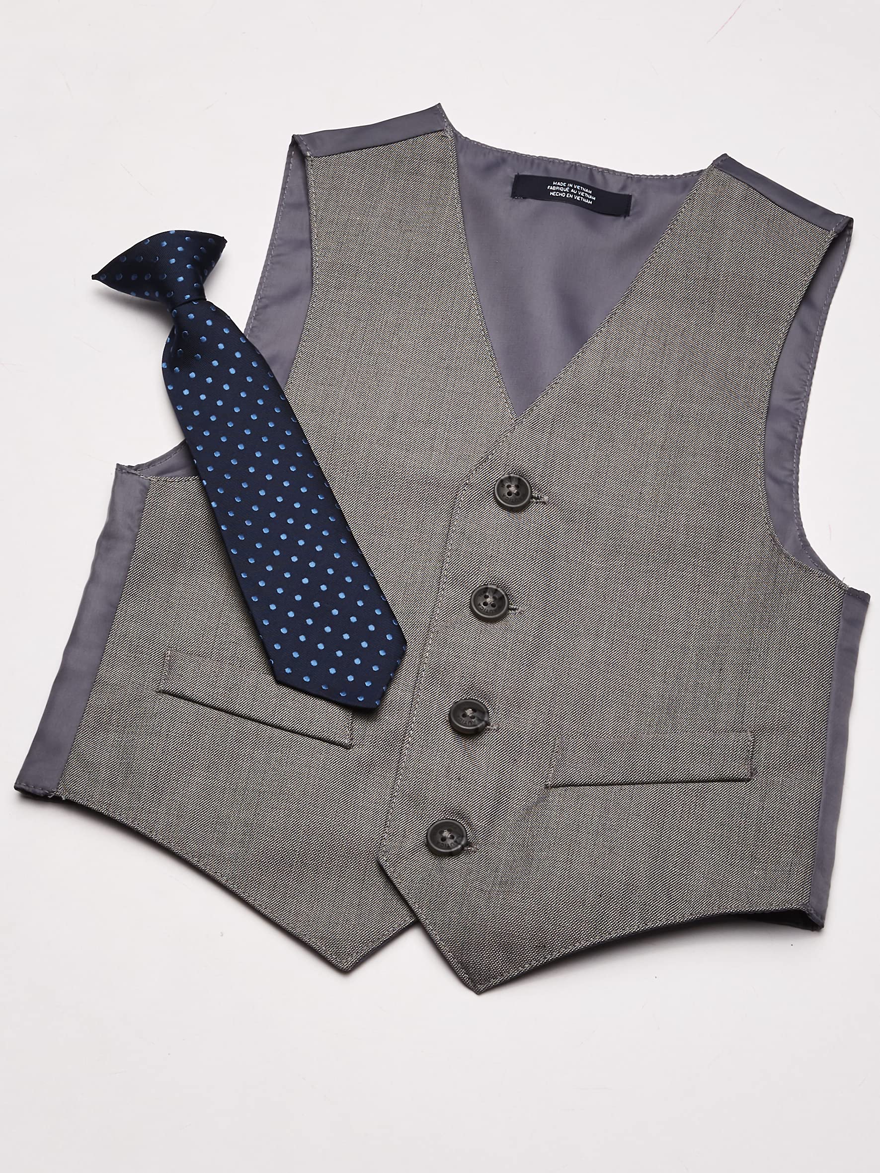 Nautica boys 4-piece Vest Set With Dress Shirt, Tie, Vest, and Pants Suit, Light Gray, 3T US