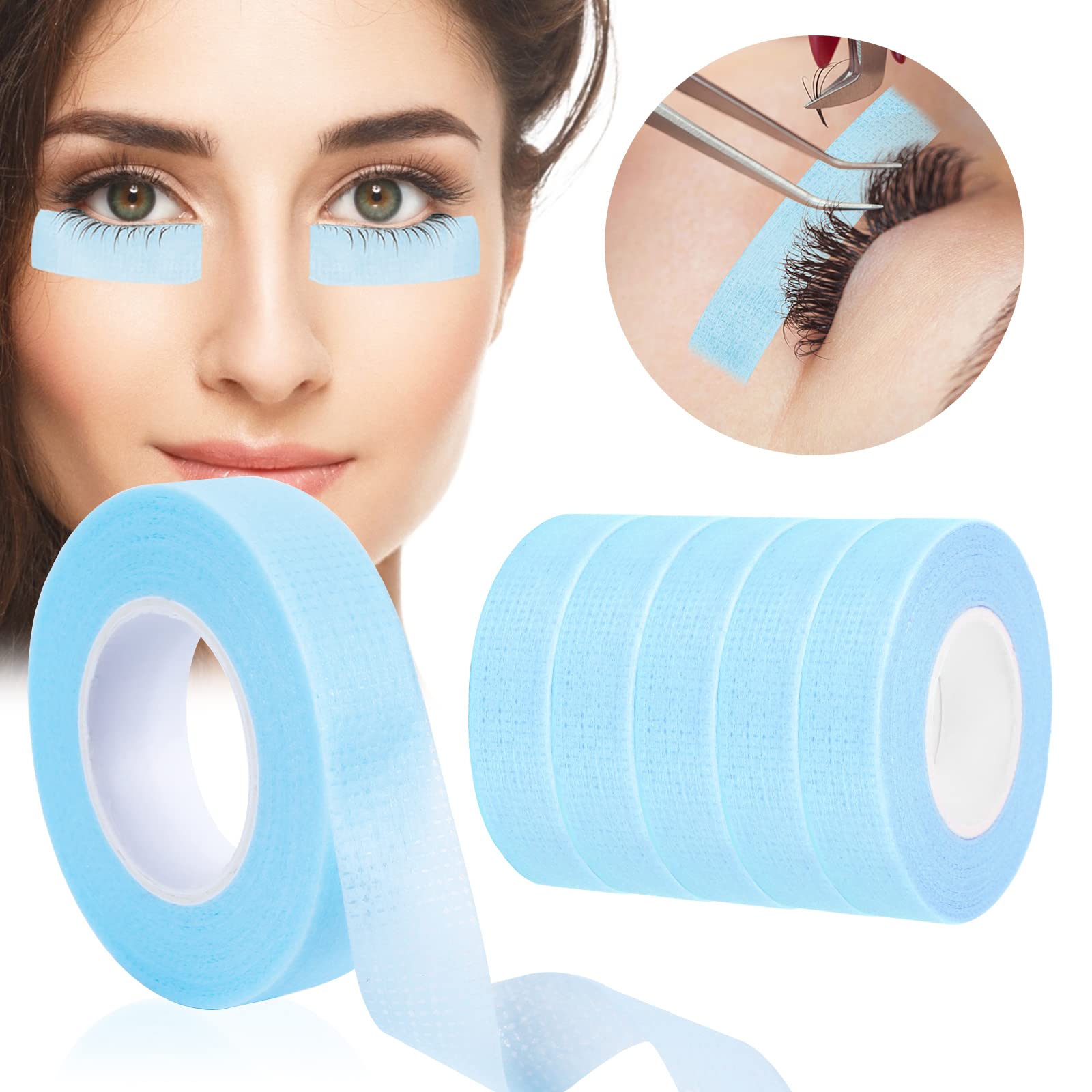 WLLHYF 6 Rolls Eyelashes Extension Tape, Breathable Medical Microporous Tape Sensitive Skin Tape Adhesive Fabric Lash Tape for Professional Individual Makeup Eye Lashes Tools