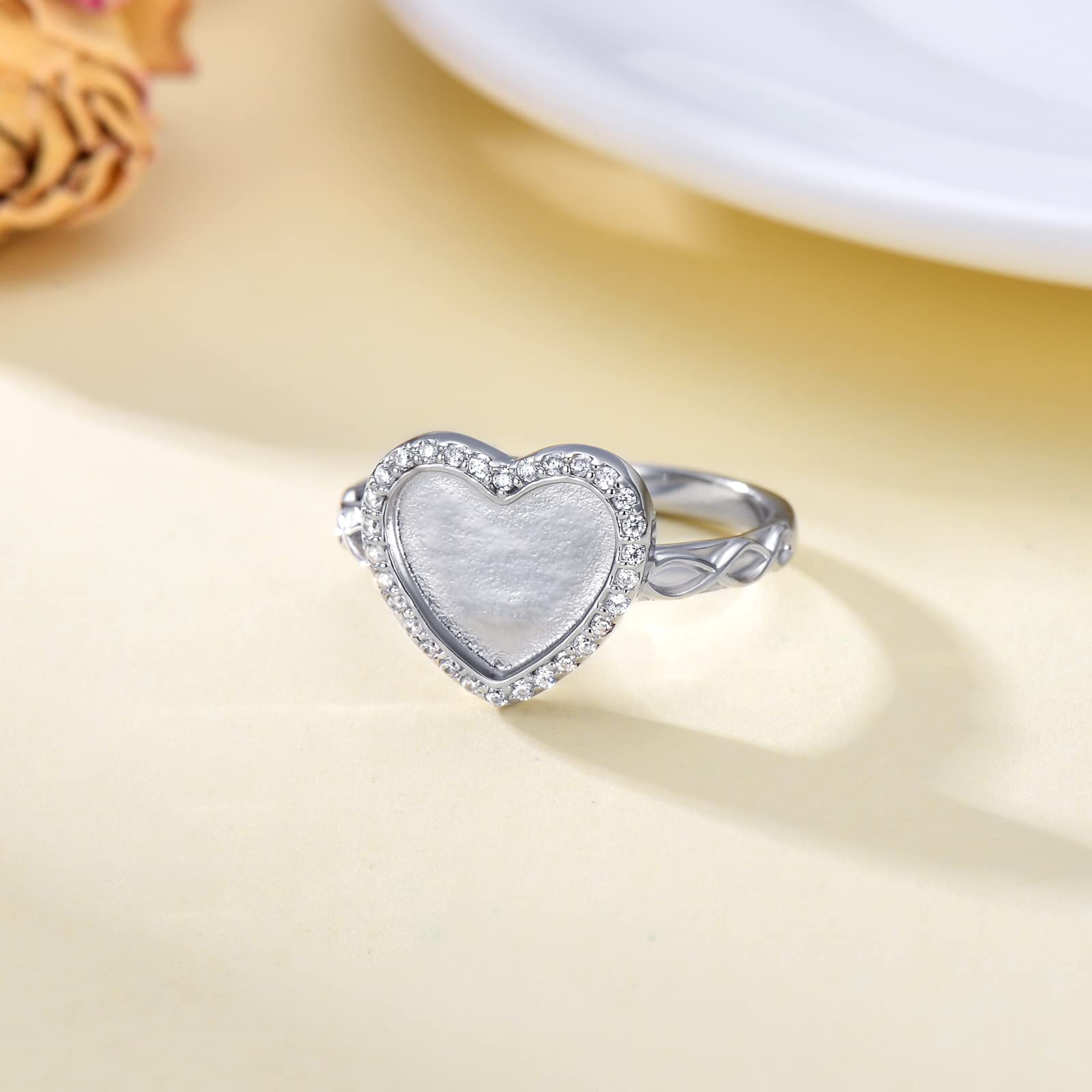 SLIACETE Custom Photo Ring 925 Sterling Silver Personalized Picture Ring Birthstone Ring Promise Rings Anniversary Jewelry Gift For Her Bride Women