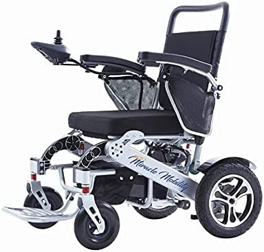 Miracle Mobility Platinum 8000 Electric Wheelchair, 61 LBS, Foldable, Aluminum, Portable, Compact, with Two Powerful Motors, Approved for Airline Travel (Silver)