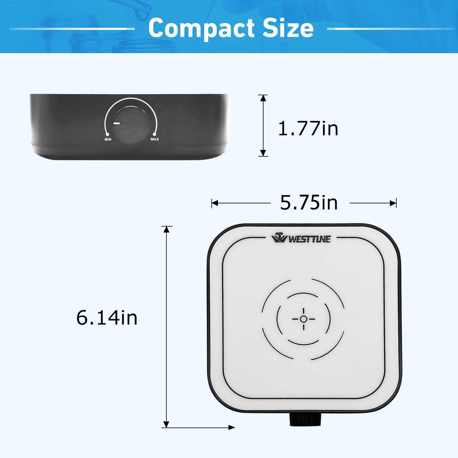 WEST TUNE 3000rpm Magnetic Stirrer Mixer with Stir Bar, Brushless DC Motor Max 3000ml Magnetic Stir Plate Mixer Black-White(No Hot)