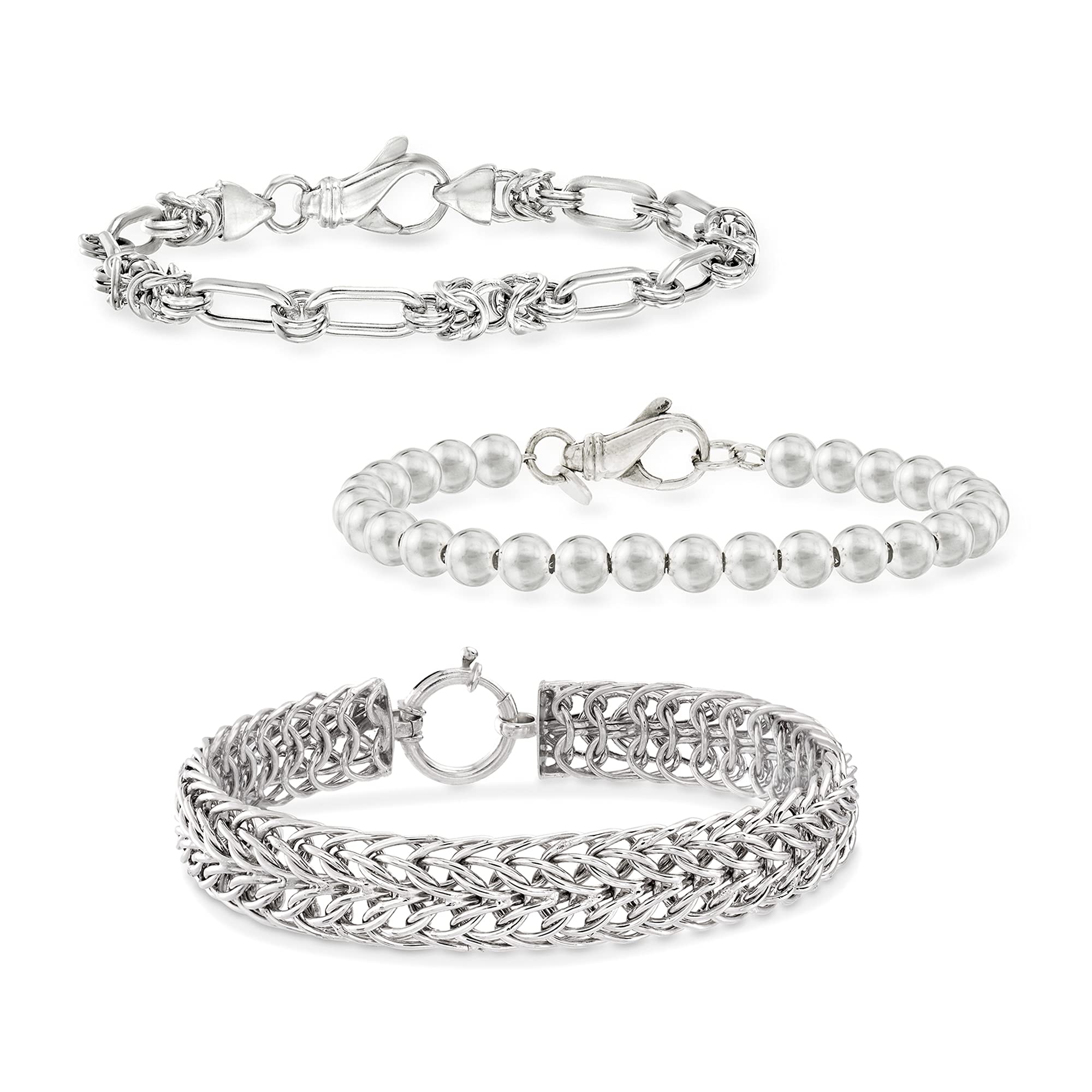 Ross-Simons Sterling Silver Jewelry Set: 3 Bracelets. 7 inches
