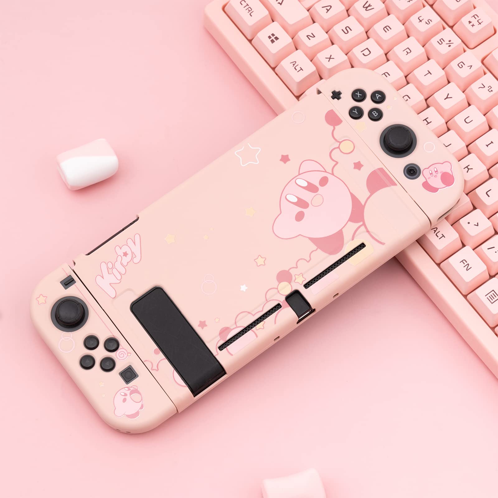 YOCORE Big head Kirby Switch Protective Case | Dockable Protective Case Compatible with Switch,All-in-one design,Anti-Scratch and Shock-Absorption Design Soft TPU Cover