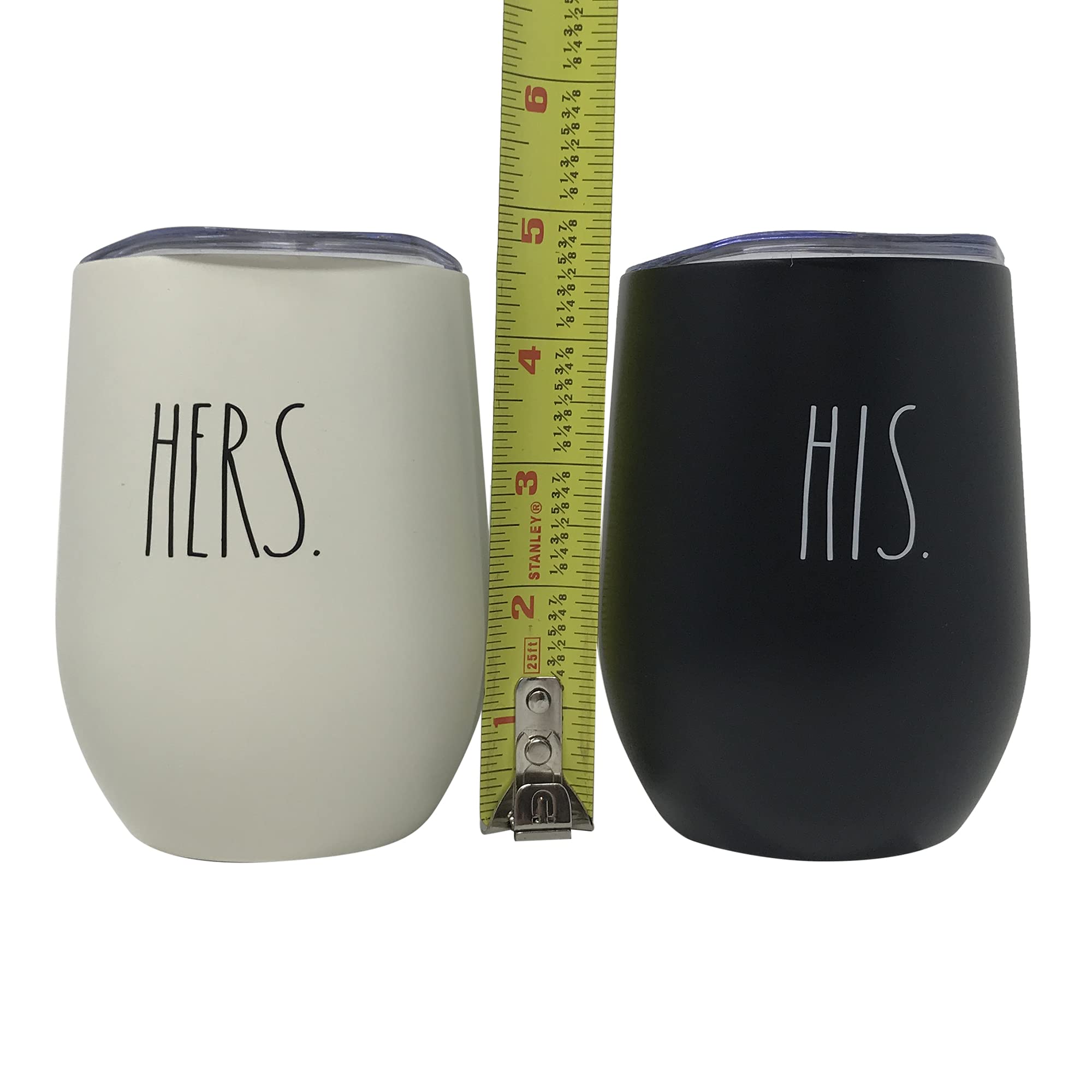 Rae Dunn Wedding Set of 2 Insulated Stainless Steel Wine Glasses, (12oz. each) (His/Hers)