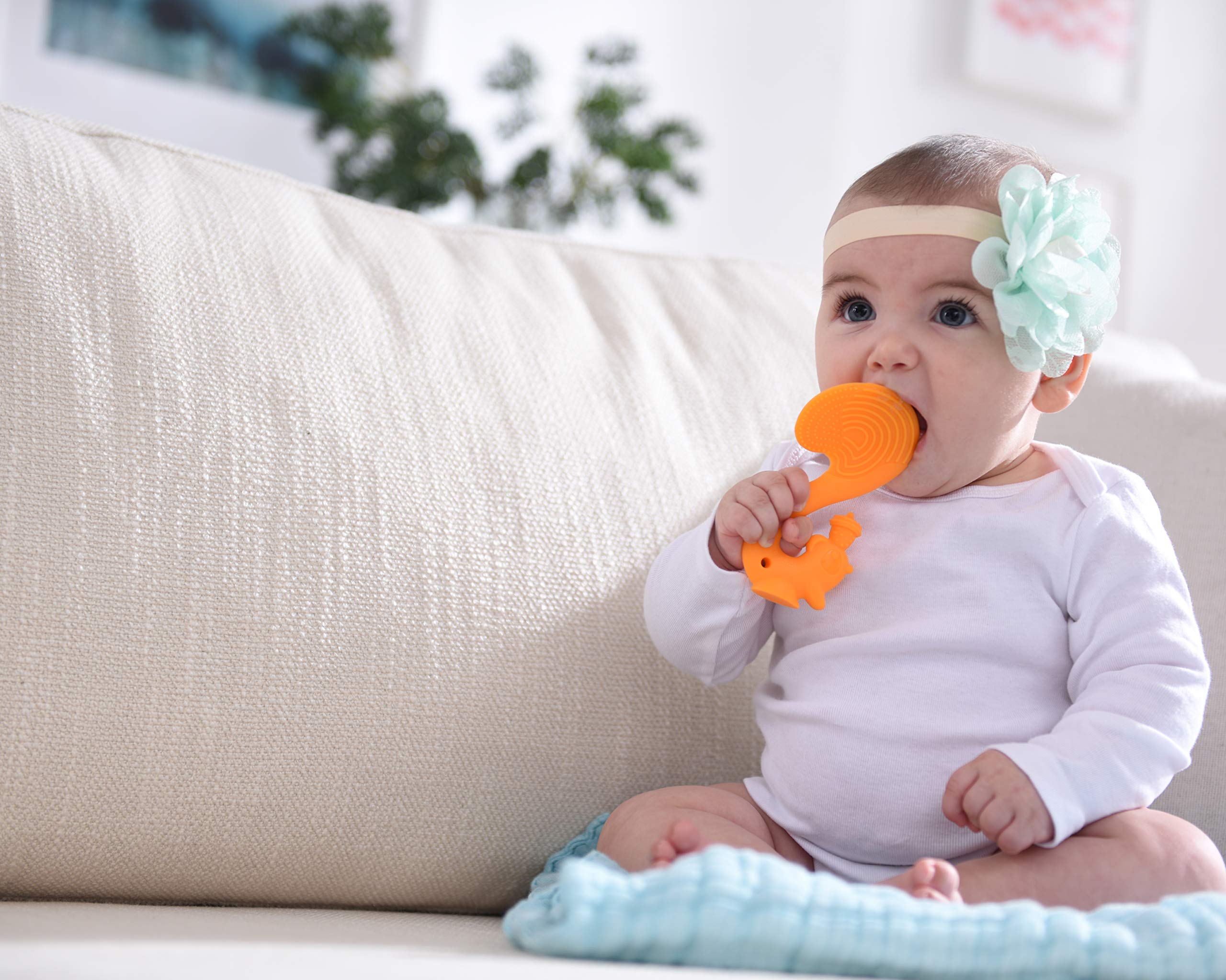 ombella Scrat The Squirrel Silicone Baby Chew Toy for 6M+ Babies Whose Teeth Already can be SEEN/ERUPTED,Orange