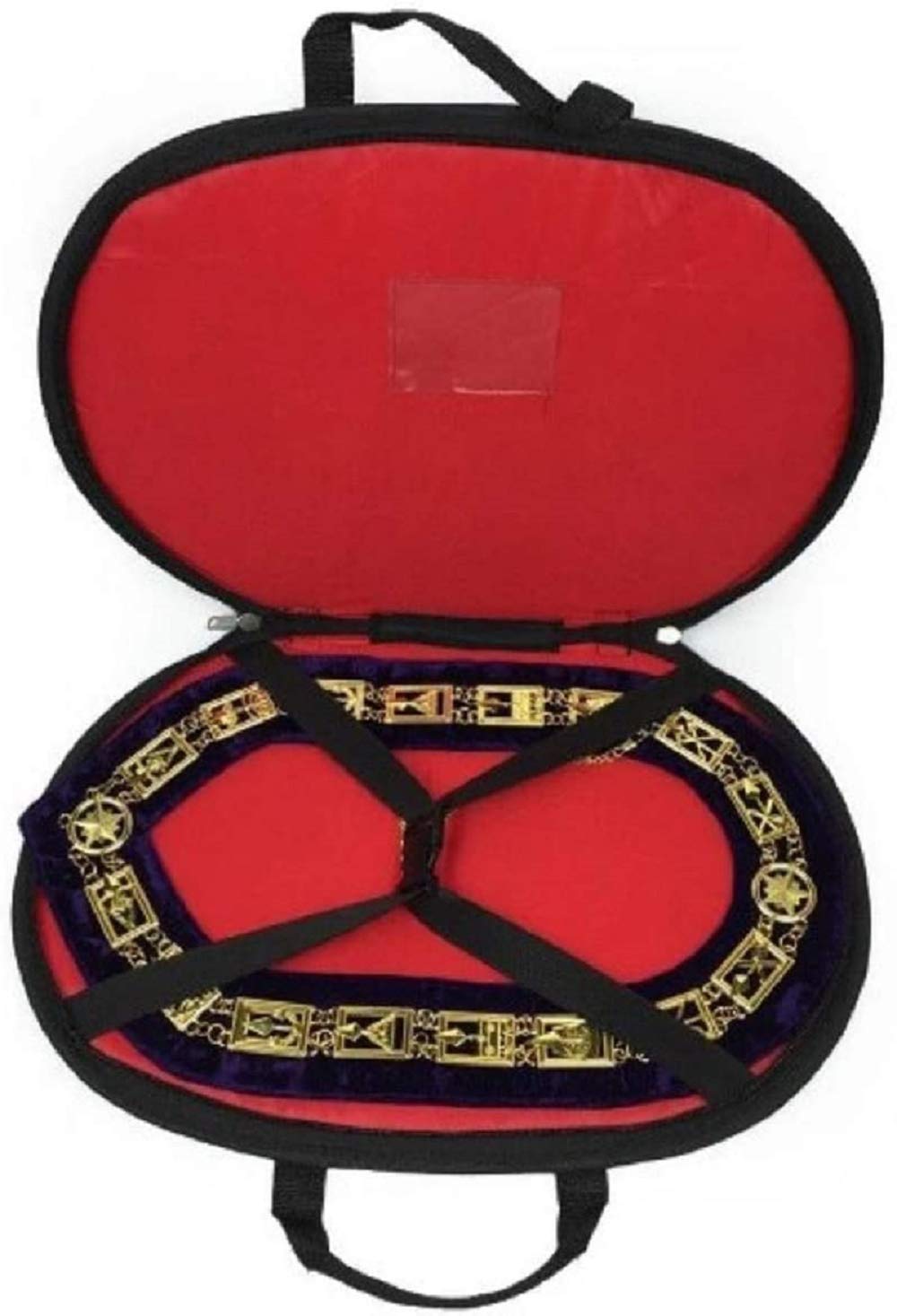 OES - Regalia Rhinestones Chain Collar - Gold/Silver on Purple + Free Case (Gold)