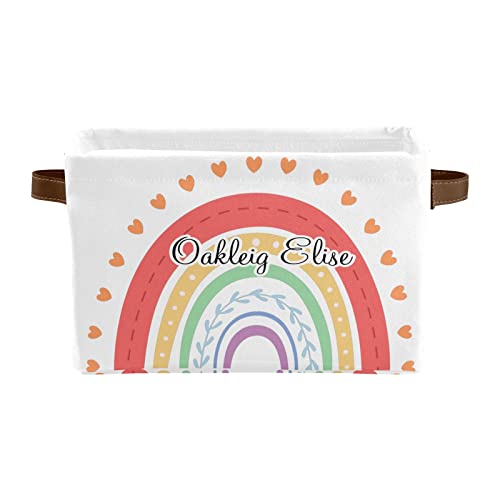 Rainbow Love Hearts Personalized Storage Basket,Custom Storage Bins for Bedroom Wardrobe,Nursery 4 Packs