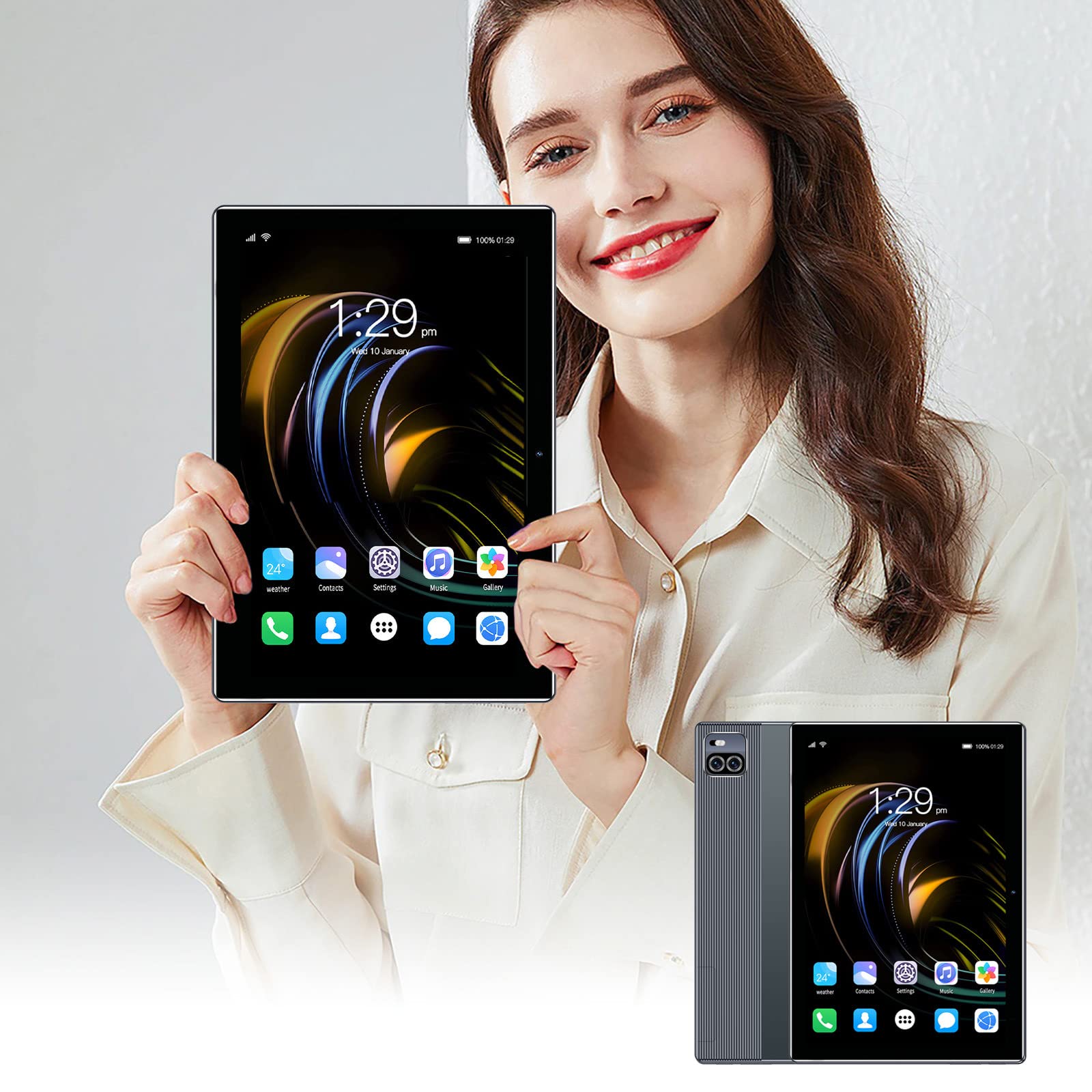 Upgraded 10.1 Inch Ultra-Thin HD Tablet 2+16G WiFi Bluetooth Android 10 Core Voice Call Game Tablet Supports SIM Communication,Front and Rear Dual Cameras,Meet Office,Learning,Film,Television (Gray)