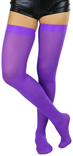 ToBeInStyle Women's Nylon Thigh High Schoolgirl Opaque Stockings (Purple)