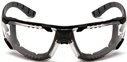 Pyramex Endeavor Plus Safety Glass Black/Gray Frame With Foam Padding Clear H2MAX Anti-fog Lens
