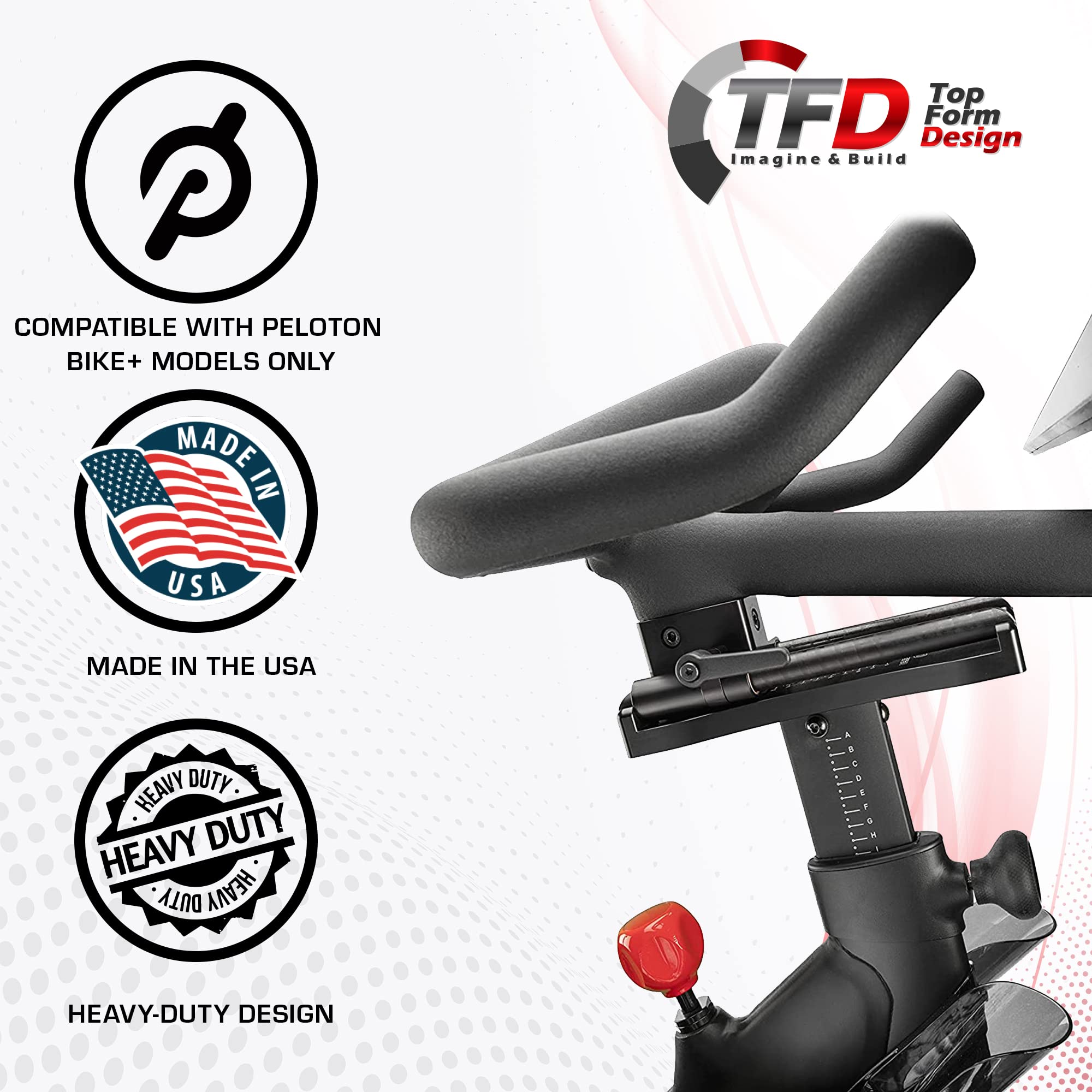 TFD The Adjuster Compatible with Peloton Bikes+, Made in USA - Handlebar Mod Adjusts Handle Bar Position for Any Rider | Black Design - Optimal Peloton Accessories (Bike+ (Plus))