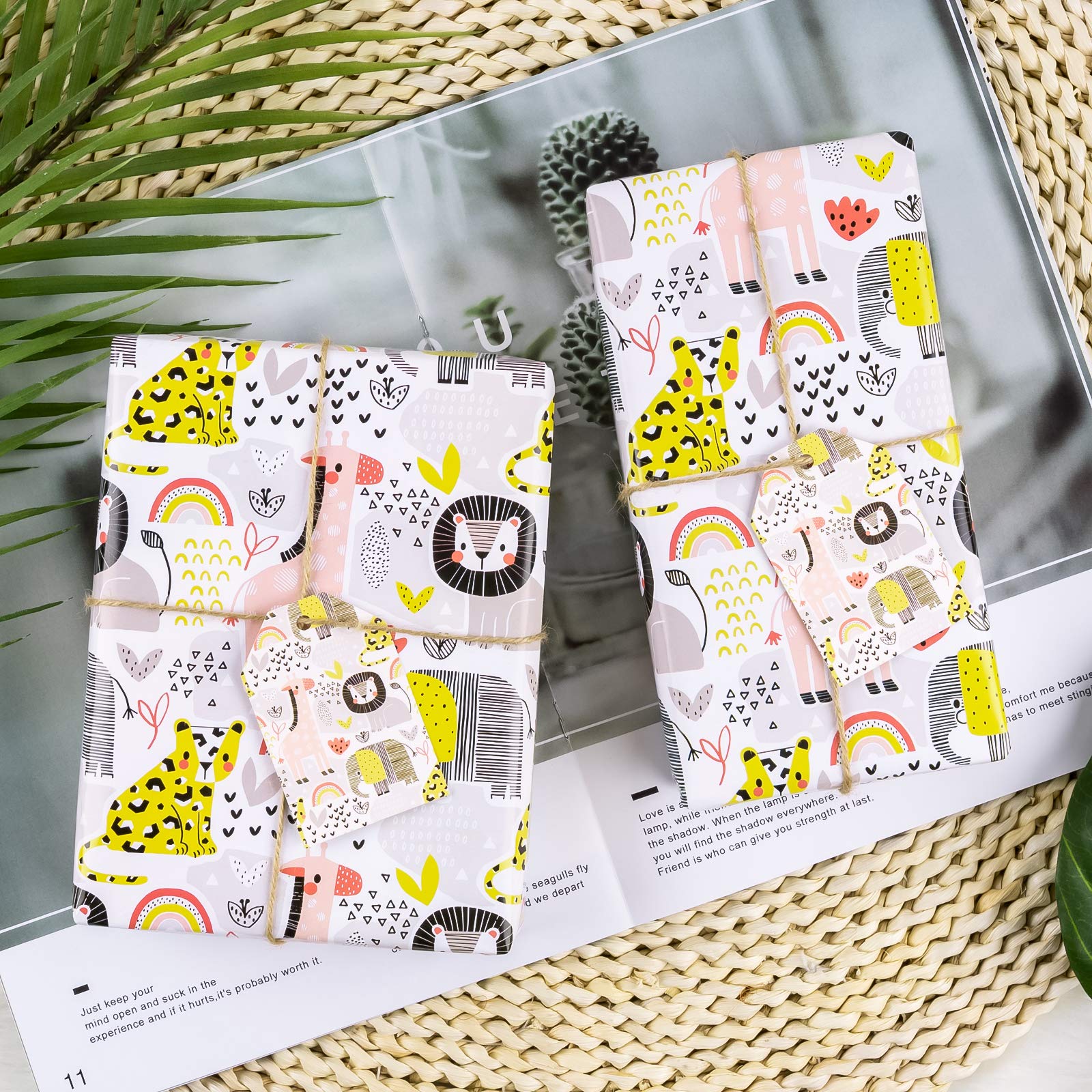 MAYPLUSS Wrapping Paper Sheet Set - Folded Flat - 3 Large sheets with 3 Gift tags - Cat Design(22.6 sq.ft.ttl) - 27.5 inch X 39.4 inch Per Sheet