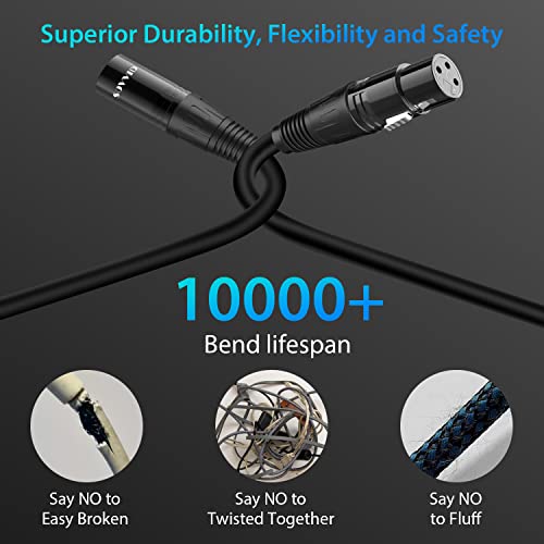 Sovvid 2Pack XLR Microphone Cable - 10FT XLR Male to Female Microphone Cord Wire Balanced 3 PIN Mic Cables Compatible with Microphone Studio Harmonizer Mixing Board Speaker Radio Station Black