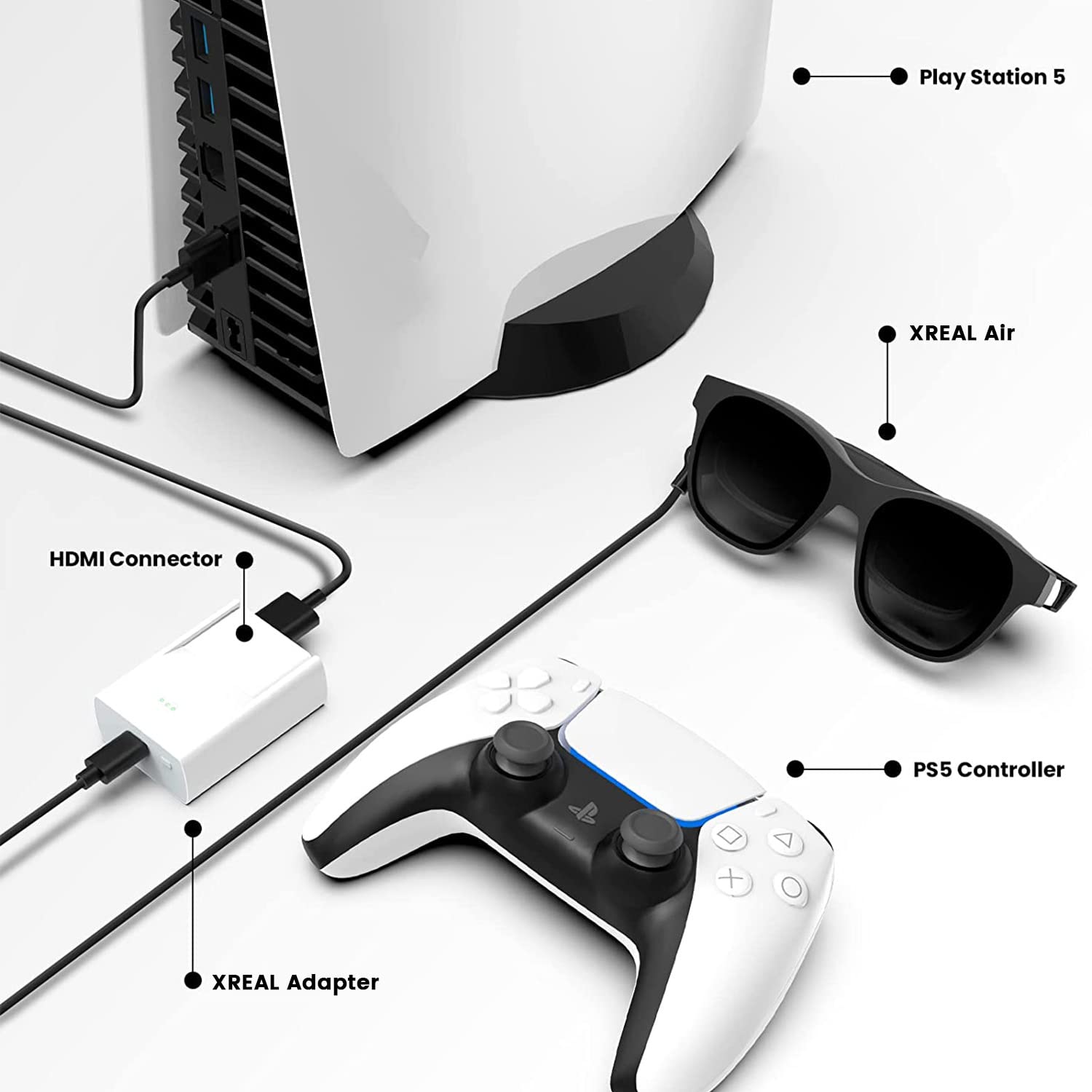 XREAL Air Adapter, Formerly Nreal, Connects to iPhone via Lightning to HDMI Adapter, Compatible with Nintendo Switch, PlayStation 4Slim/5 and Xbox Series X/S.