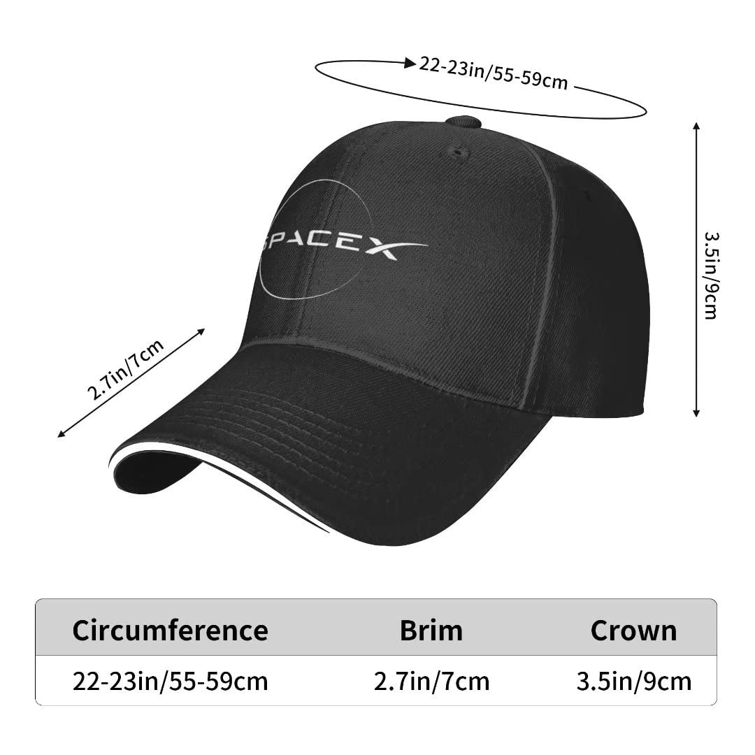 SpaceX Hat Men Women Hat Space Fashion Baseball Cap Adjustable Athletic Baseball Hats Black
