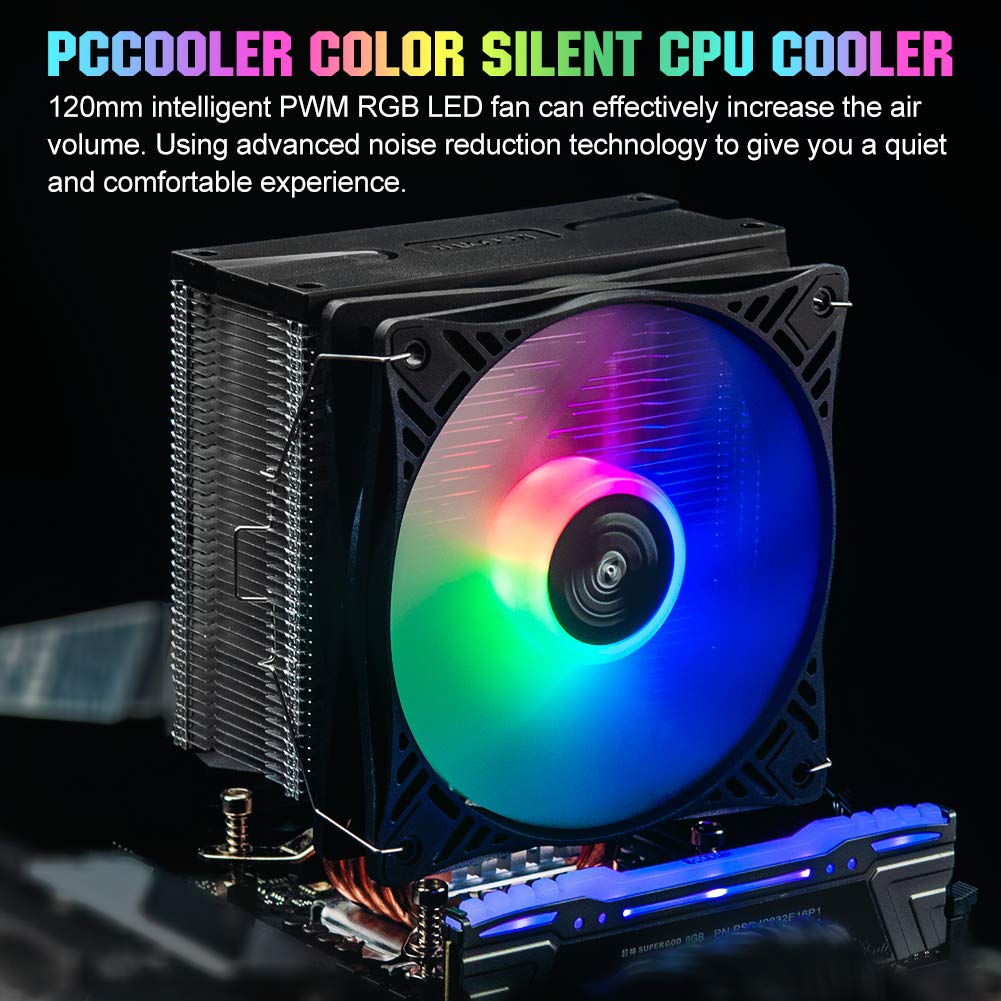 PCCOOLER X4S CPU Cooler, High Performance RGB CPU Air Cooler with Silent 120mm PWM Fan, 145W TDP, 4 Copper Direct Contact Heat Pipes for AMD Ryzen/Intel (AM4 Compatible)