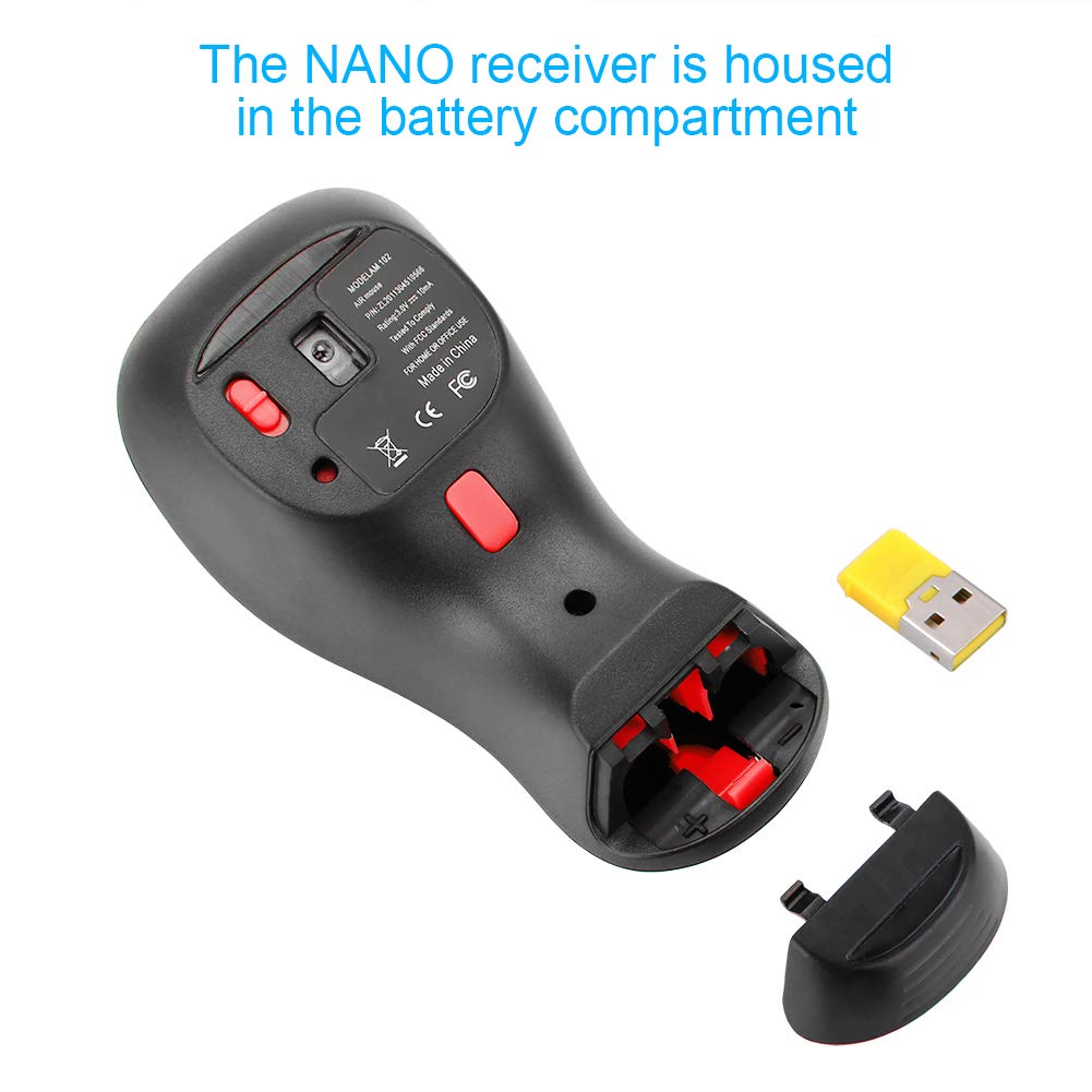 Zerone Wireless Gyroscopic Mouse Gyration Air Mouse, 2.4G Gyro Wireless Mouse Maximum 1600 DPI Optical Mice Gaming Mouse with USB Nano Receiver for PC Laptop Smart TV/Box(Red+Black) (Reed) (Renewed)