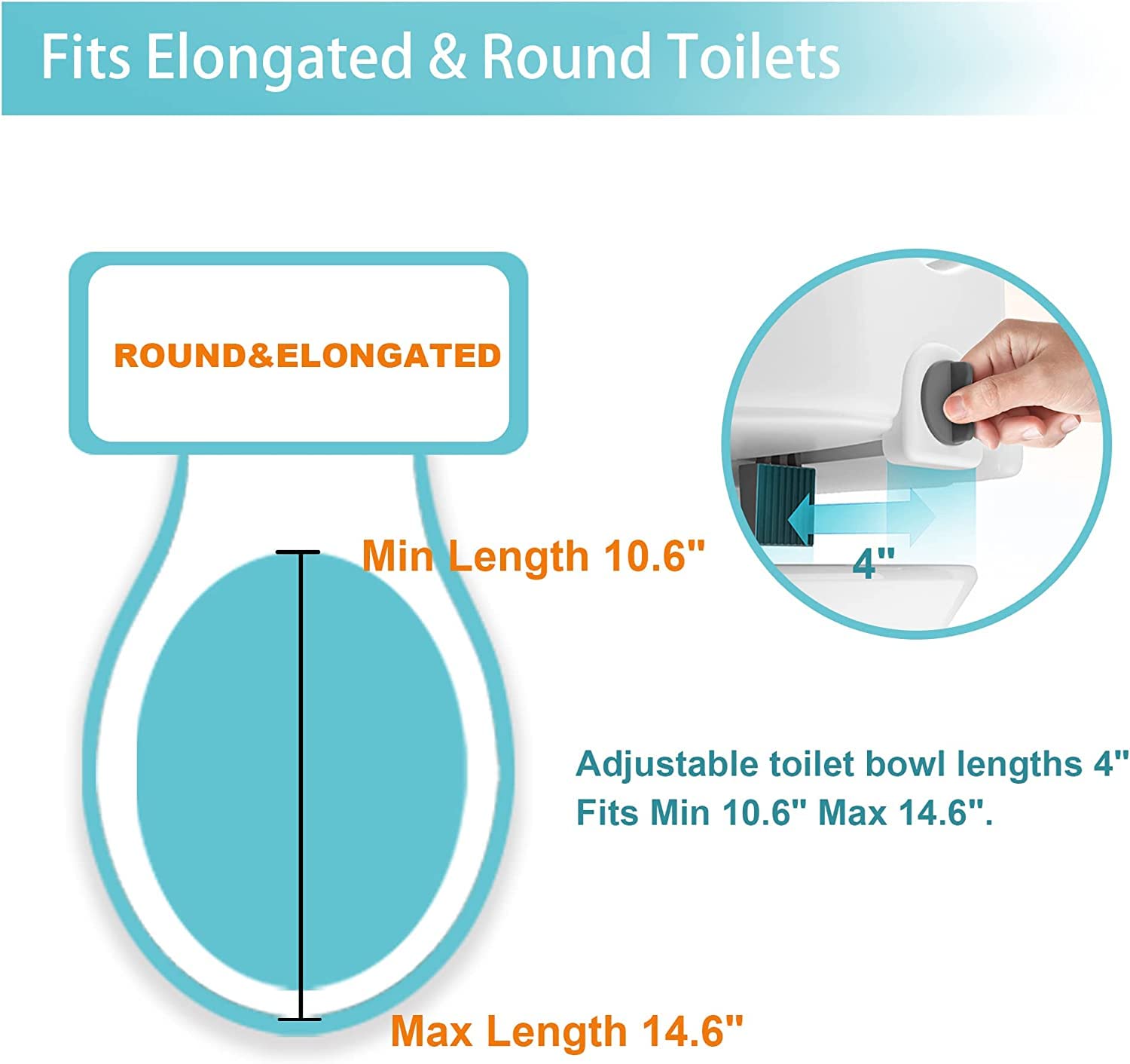 Raised Toilet Seat, Extra Wide Raised Toilet Seat with Handles, 5 Inch Elevated Toilet Seat Riser with Adjustable Legs for Elongated or Standard Commode Heavy Duty Bathroom Assist Safety Frame