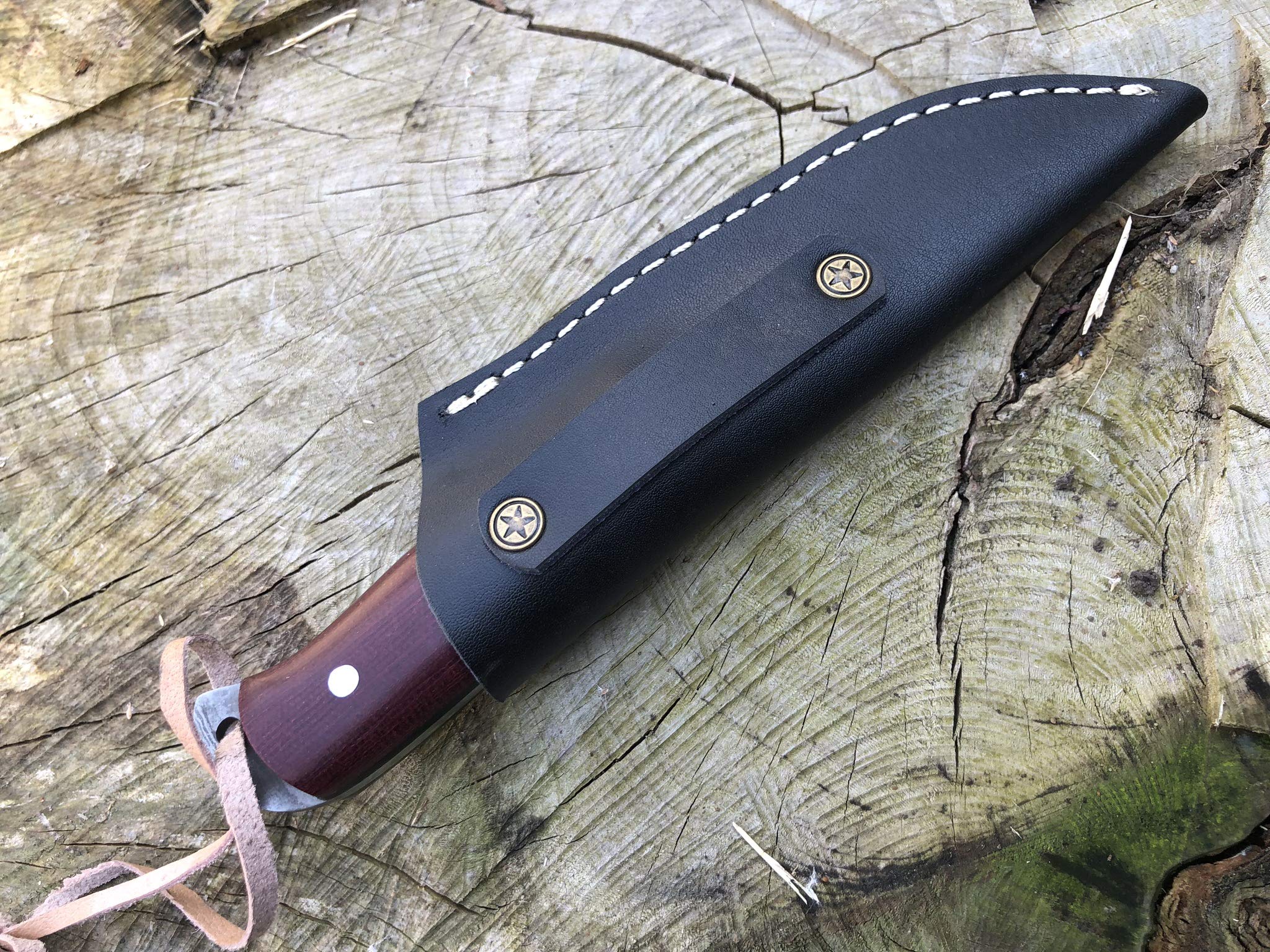 Perkin Damascus Steel Hunting Knife With Sheath Skinning & Bushcraft Knife - SK400