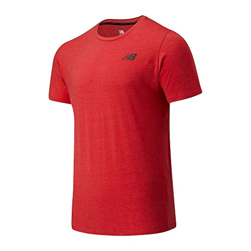New Balance Men's Heather Tech Short Sleeve, Team Red , Small