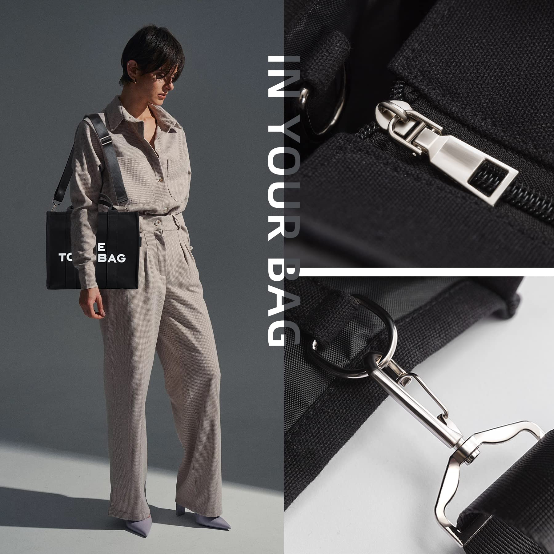 Ocebay The Medium Tote Bag for Women or Men - Bag The Popular of Classic Elements for Years to Come, Black