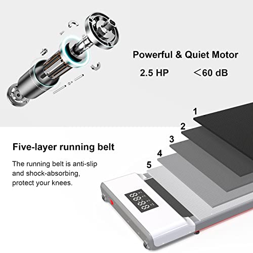 Walking Pad, Under Desk Treadmill for WFH, Walking and Jogging, Portable Treadmill with Remote Control, Quiet and Powerful, Installation-Free, Foldable, Wheeled