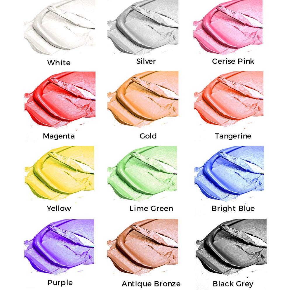 Mont Marte Premium Metallic Acrylic Paint Set, 36 x 1.02oz (36ml) Tubes, 36 Colors, Suitable for Most Surfaces Including Canvas, Card, Paper and Wood