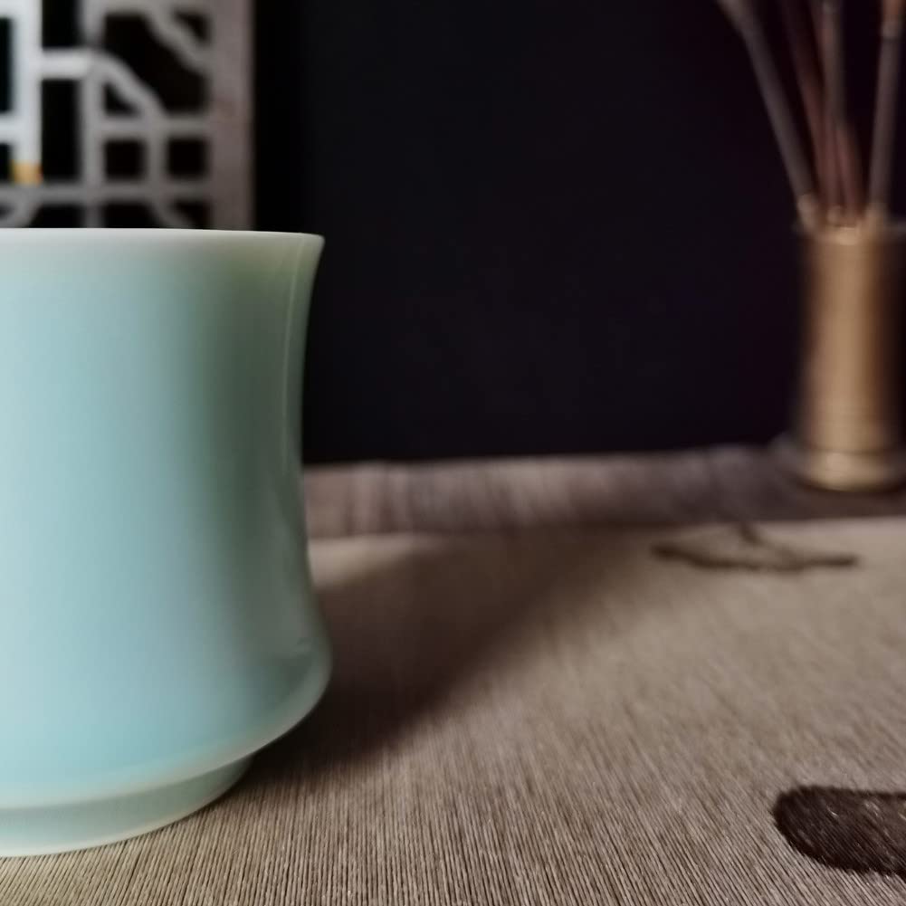 Teacups 5.5oz Porcelain Coffee Cups for Tea and Beer Chinese Celadon(Sky Blue)