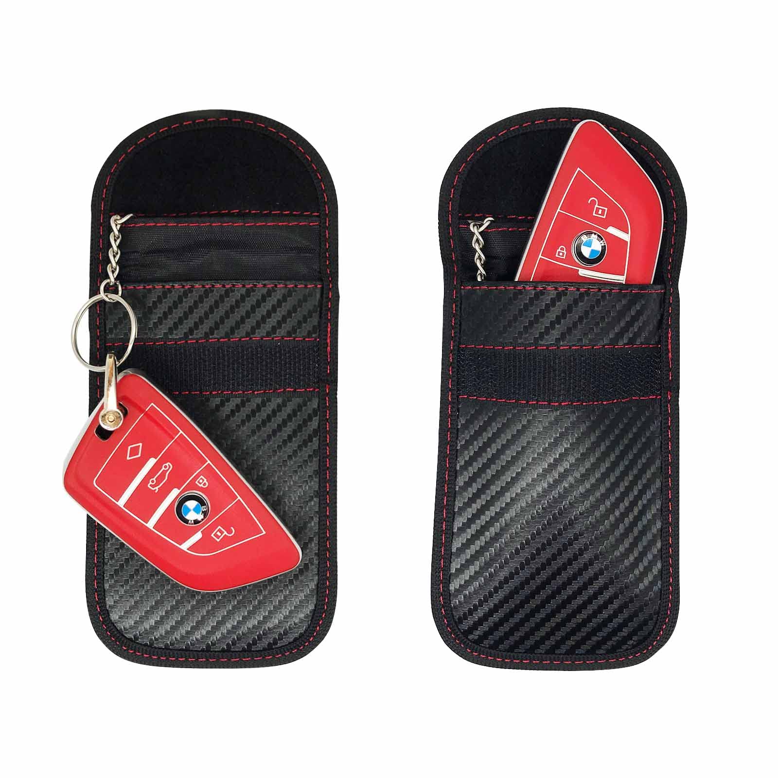 Medsuo Small Faraday Pouch RFID Small Car Key Signal Blocking Pouch with Hook Securing Keyring for Car Keys Anti-Theft Remote Entry