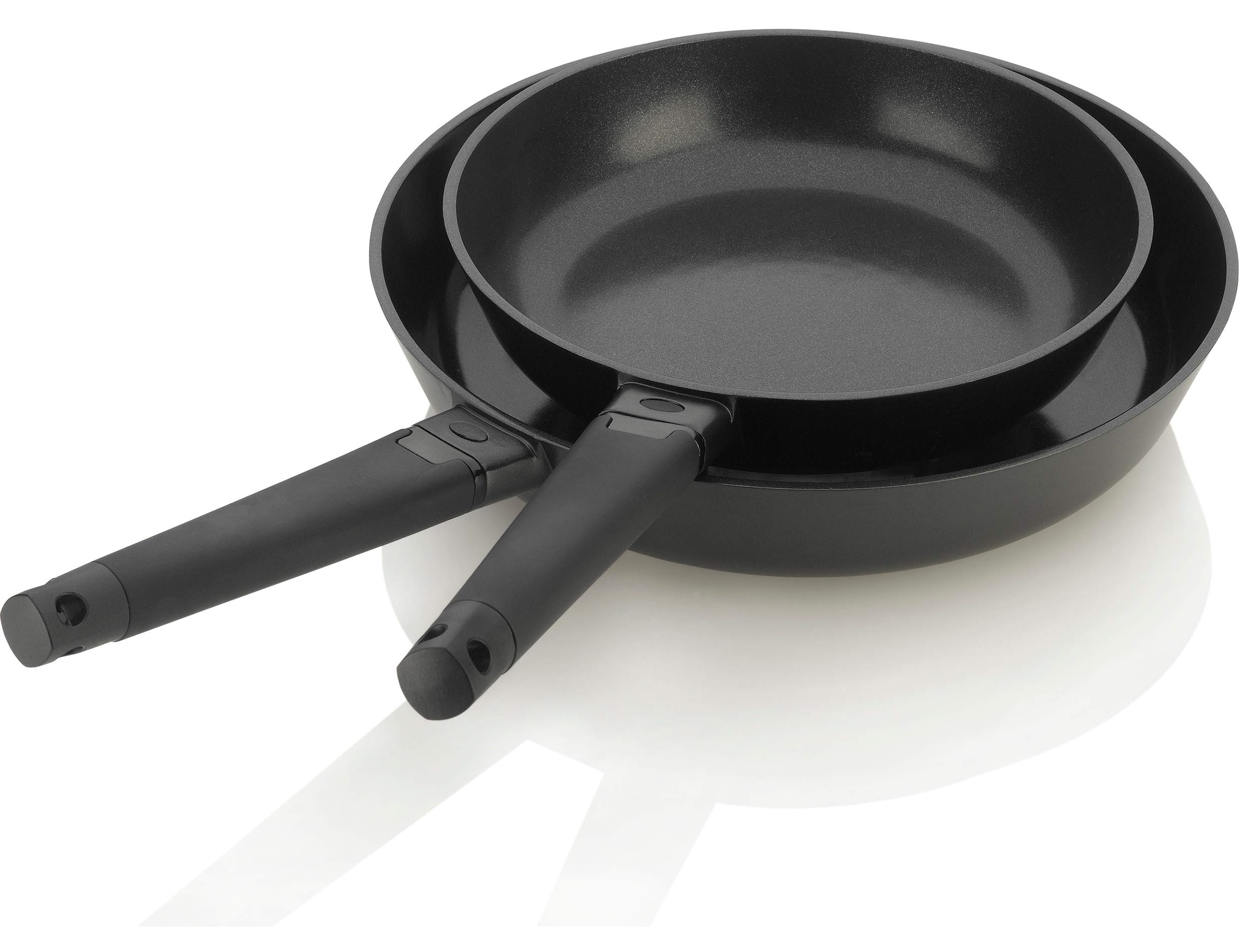 ZAVOR Noir 10 & 12 Inch Skillet Set - Premium Cast Aluminum with Titanium-based Nonstick Ceramic Coating & Removable Handles - Ultra Lightweight - Oven & Induction Ready | Noir Collection