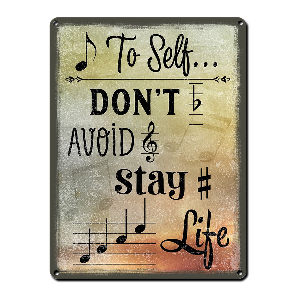 Note to Self, 8.5 x 11.5 Inch Aluminum Sign, Music Themed Decor for Music Room or Studio Wall, Gifts for Musicians, Orchestra Conductors, Songwriters, Teachers, Composers and Singers AL-0912-RK3038