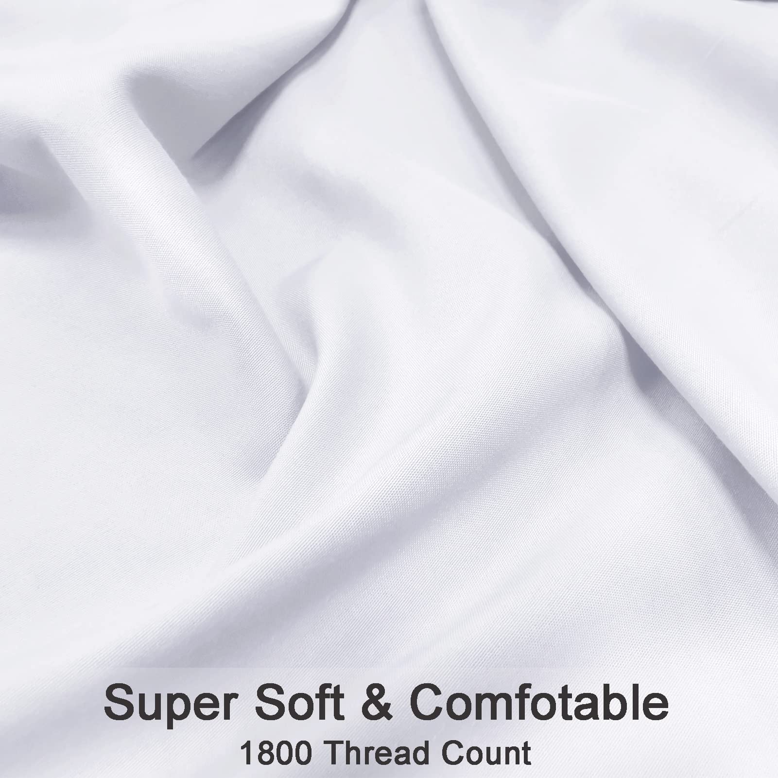 Mejoroom Full Bed Sheet Set - Super Soft Brushed Microfiber 1800 Thread Count Full Sheets with 16 inch Deep Pocket - Wrinkle Free - Breathable and Hypoallergenic - 4 Piece(Full,Snow White)