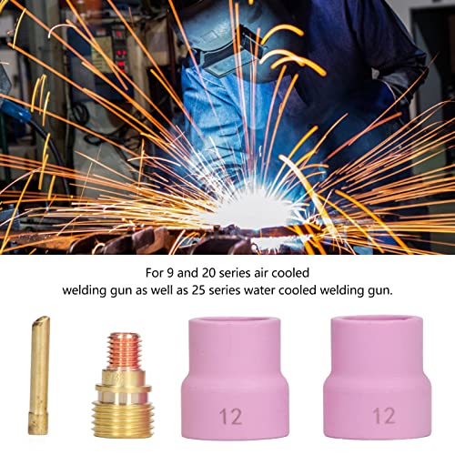 TIG Welding Accessory, Standard Design Durable Copper 4Pcs Easy Installation Welder Ceramic Nozzle Wide Application for 9 20 Air Cooled Weld Gun
