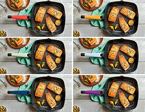 ZAVOR Noir 11" Square Grill Pan for Stove Tops - Quality Cast Aluminum, Titanium Infused Ceramic Nonstick Coating & Removable Handle - Lighter than Cast Iron - Induction Ready, Dishwasher & Oven Safe