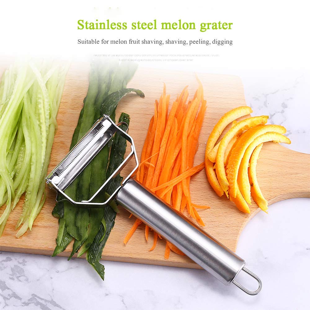 Vegetable Peeler,SZYIKUER Stainless Steel 2 in 1 Julienne Vegetable Peeler Perfect for Carrot Potato Melon Gadget Vegetable Fruit